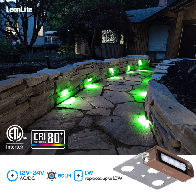 24-Pack 4" Low Voltage RGB LED Stair Lights, Hardscape Step Light Muti ...