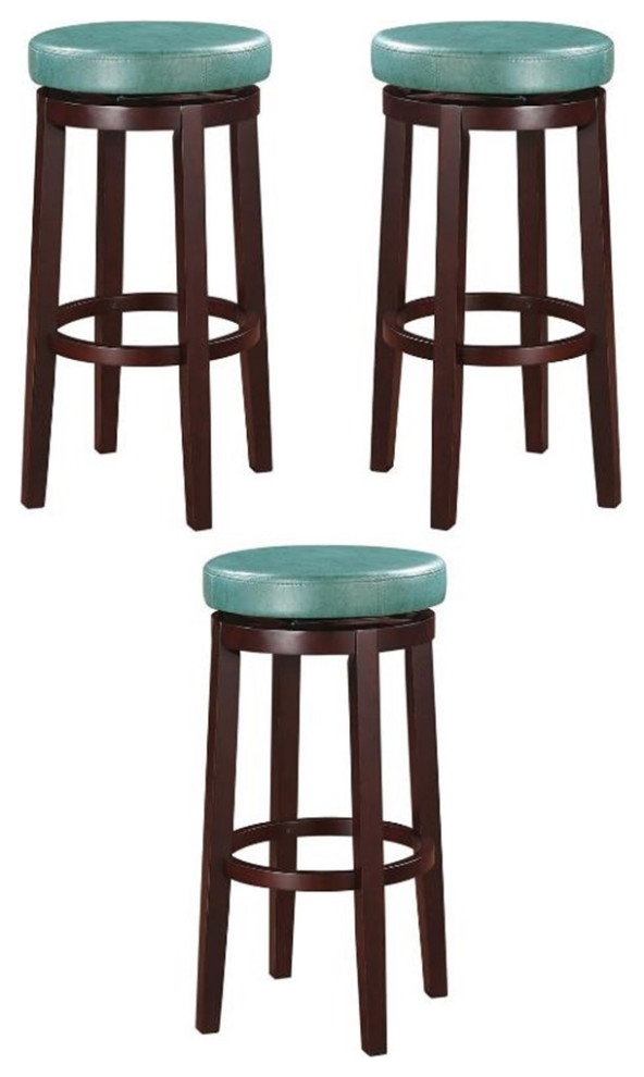 Home Square 31" Modern Wood Bar Stool with Slanted Legs in Blue - Set ...