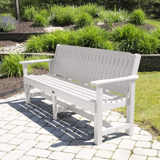 Classic Outdoor Bench, Large Design With Slatted Seat and Back - Beach ...