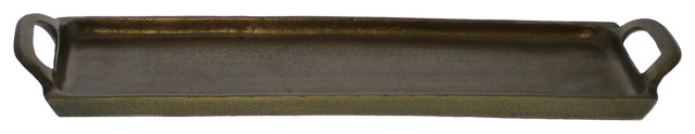 Jumbo Bronze Narrow Rectangular Tray - Transitional - Serving Trays ...