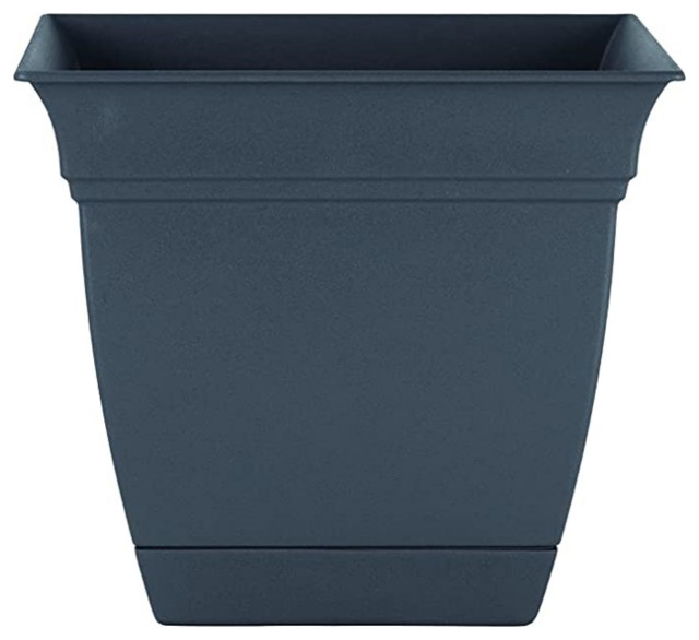 The HC Companies Outdoor/Indoor Plastic Planter Eclipse Square, Warm Gray, 8'' - Traditional ...