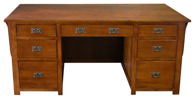 Crafters and Weavers Arts and Crafts Wood Library Desk w/ File Cabinet ...