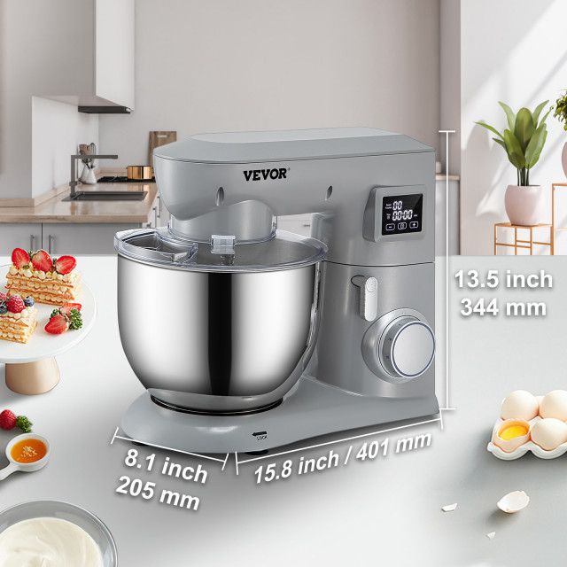 VEVOR 450W Stand Mixer 6-Speed Tilt-Head Dough Mixer 7.4 Qt Bowl 3 ...