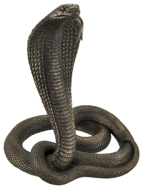 Large Bronzed King Cobra Statue, One Size - Contemporary - Decorative ...