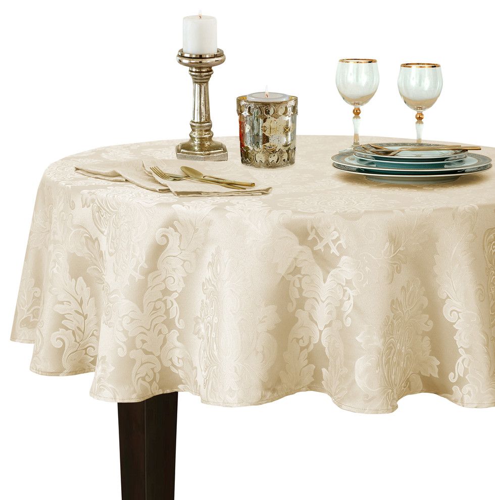 Barcelona Damask Solid Fabric Tablecloth - Traditional - Tablecloths ...