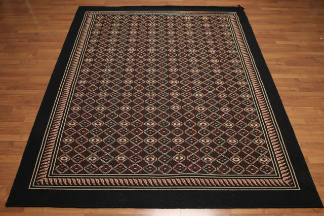 6'x9' Hand Made Wool Oriental Area Rug, Black, Burgundy Color, 6x9 ...
