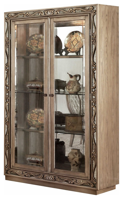 HomeRoots 46" X 18" X 80" Antique Gold Curio Cabinet - Victorian ...
