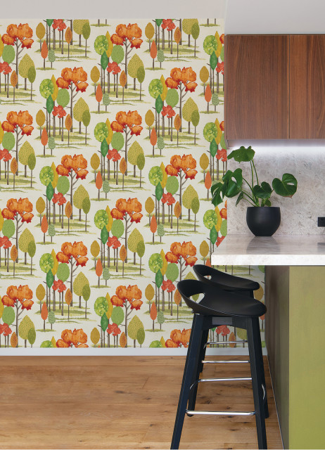Cypress Orange Tall Trees Wallpaper, Bolt - Contemporary - Wallpaper ...