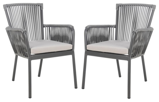 Safavieh Paolo Stackable Rope Patio Chair in Black and Gray (Set of 2 ...