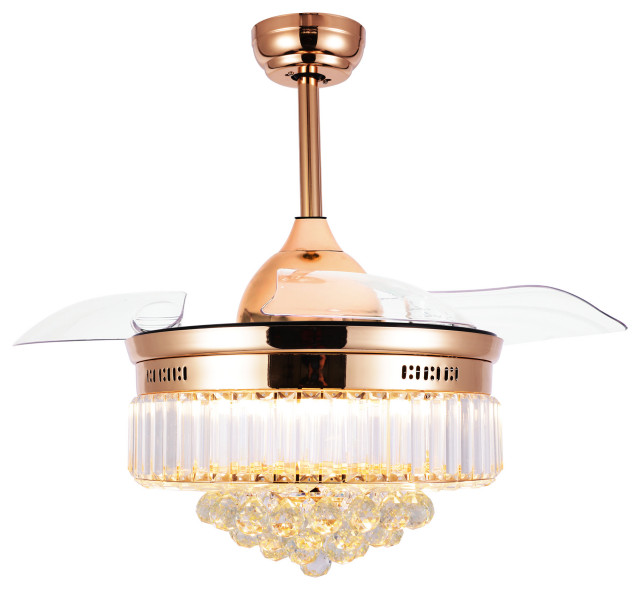 Modern Crystal Drum Bladeless Ceiling Fan with Light and Remote, 3 ...
