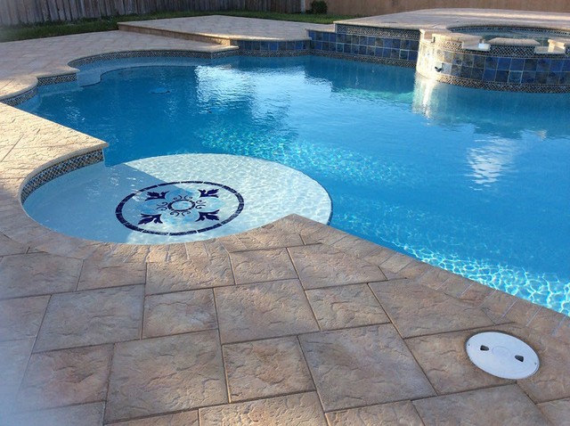 Flower Medallion Ceramic Swimming Pool Mosaic, 24"x24" - Contemporary ...