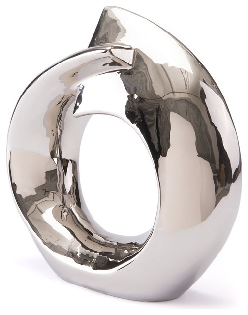Modern Accent Decor Figurine Object Figure Ring, Silver, Ceramic ...