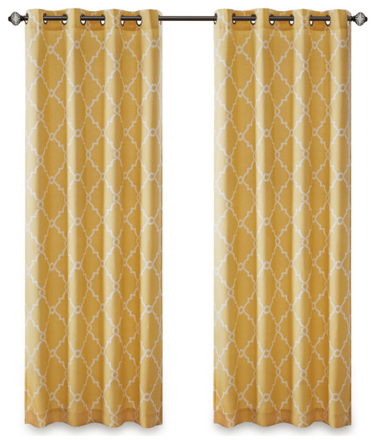 Madison Park Saratoga Fretwork Print Grommet Top Window Curtain Panel ...
