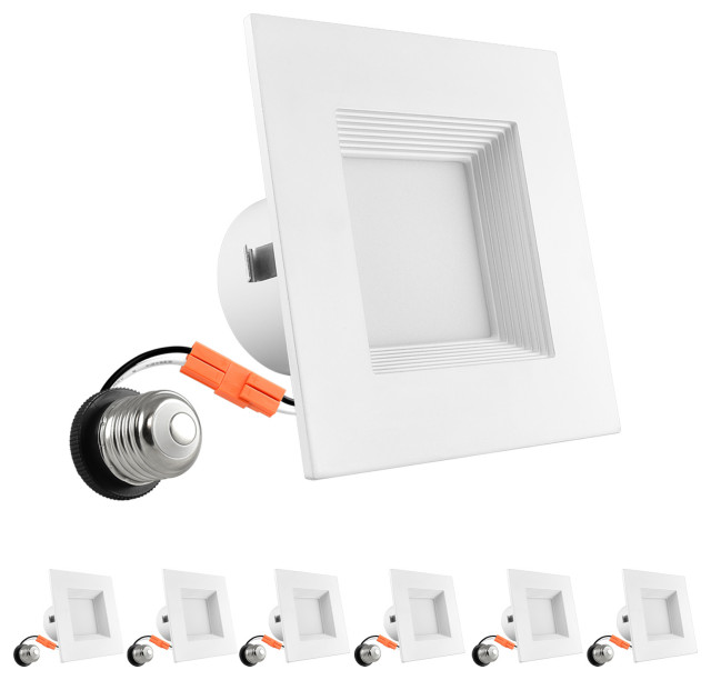 4" Square Recessed LED Can Lights 5 Color Options Dimmable 750 Lumens 6 ...