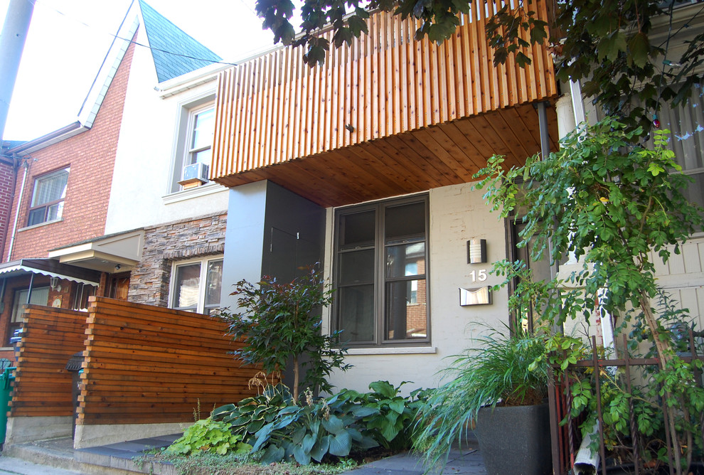 Contemporary Wood Balcony with Soffit and Container Storage ...