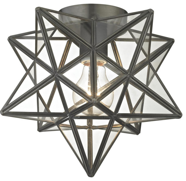 Moravian Star 1 Light Flush Mount, Oil Rubbed Bronze - Mediterranean ...