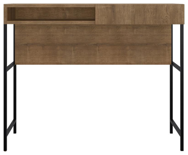 Clark office desk in walnut laminate with storage. - Contemporary ...