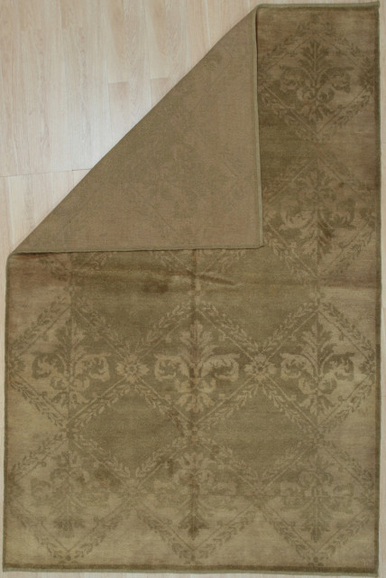 Handmade Wool Beige Transitional All Over Ningxia Rug, 10'x14 ...