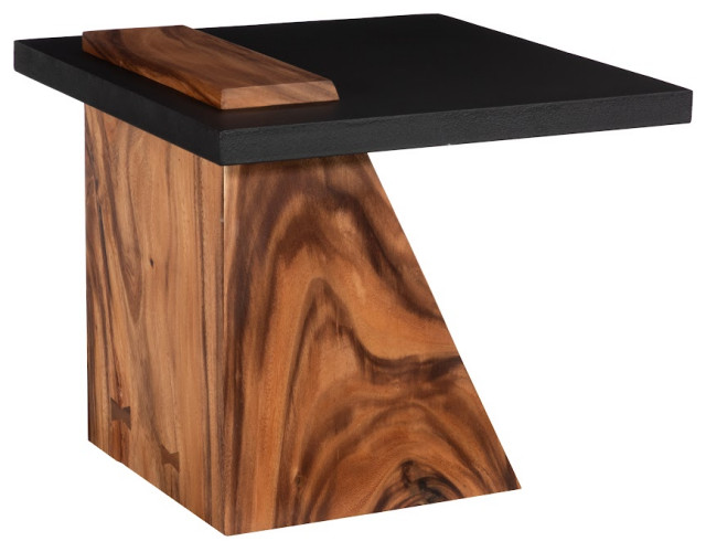 Slant Side Table, Natural/Black, 24x24x20"h - Industrial - Side Tables ...