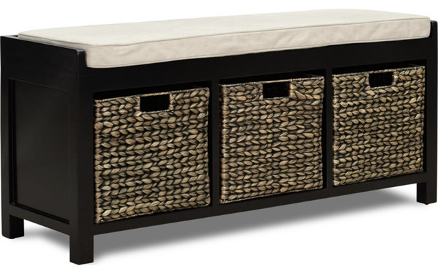 Pemberly Row Modern / Contemporary Storage Bench Black - Transitional ...