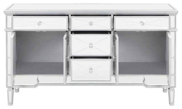 Pemberly Row Contemporary 5-drawer Wood Accent Cabinet in Silver ...