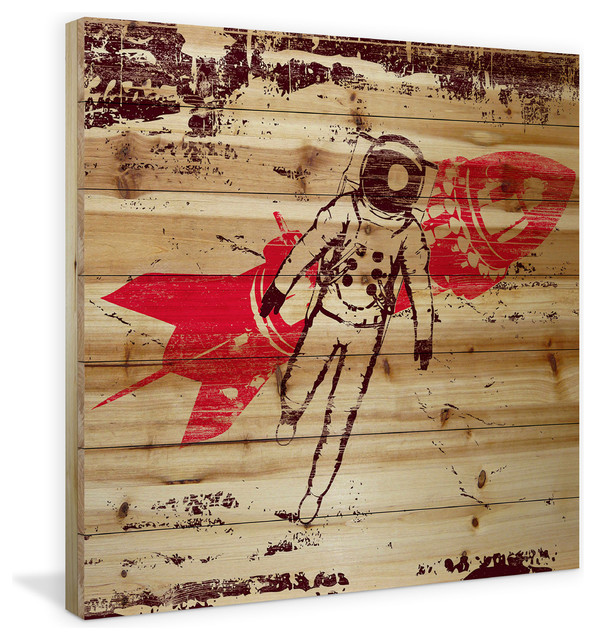 "Rocket Man" Painting Print on Natural Pine Wood, 40"x40 ...