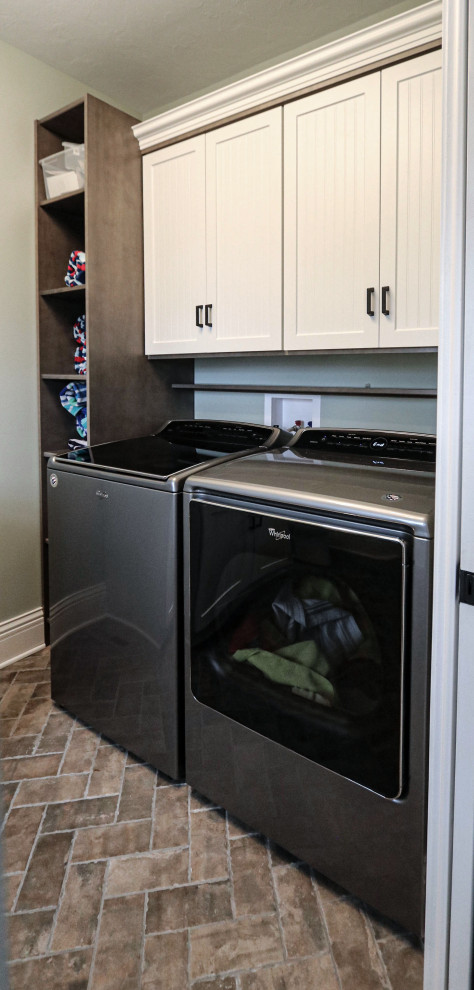 Combination Laundry Room and Powder Room - Transitional - Laundry Room ...