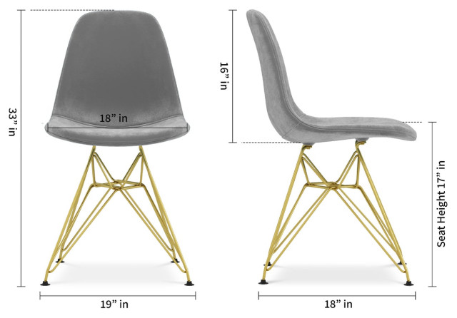 Tower Dining Chair, Gray Velvet, 2-Pack - Modern - Dining Chairs - by ...