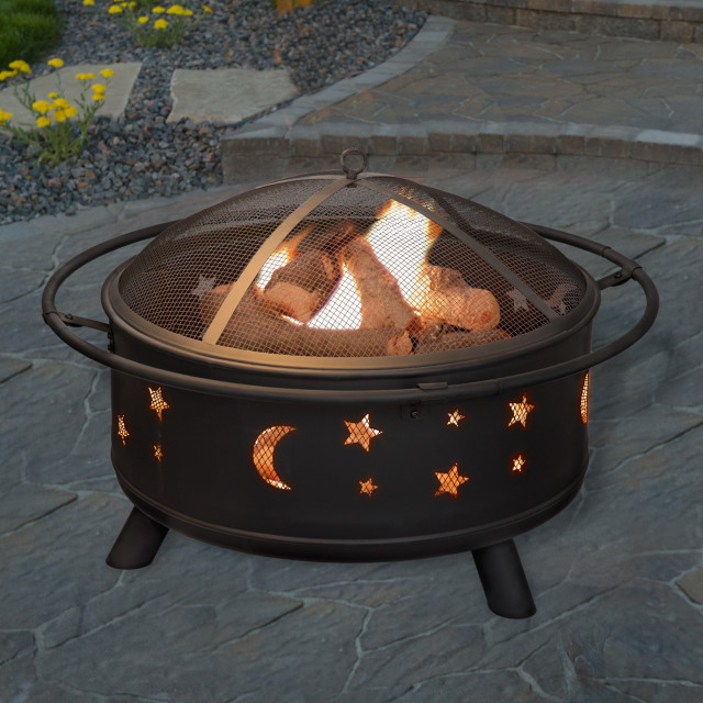 Pure Garden 5-PieceRound Fire Pit Set With Cutouts - Industrial - Fire ...