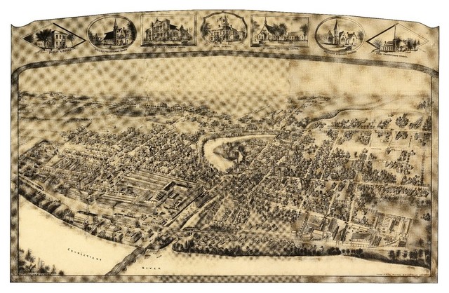 Old Map of Thompsonville Connecticut 1908, Vintage Map Art Print, 24 ...