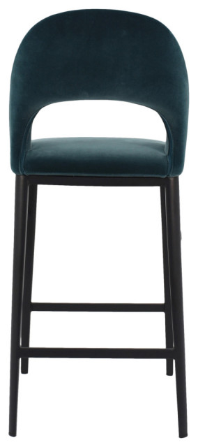 Counter Stool Teal Velvet Blue Retro - Midcentury - Bar Stools And ...