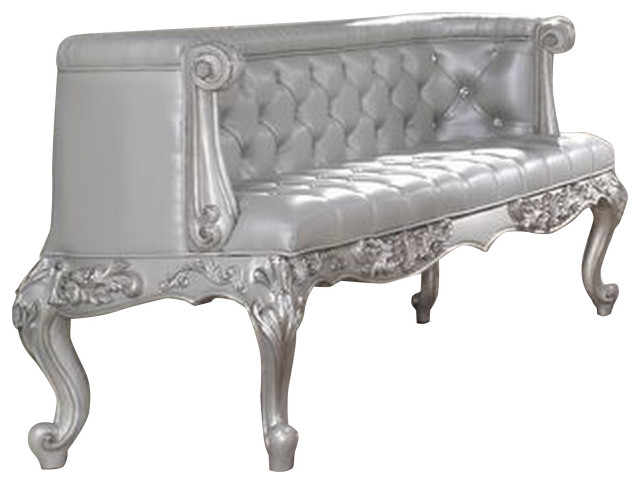 Benzara BM269541 Bench With Button Tufting and Scrolled Floral Carvings ...