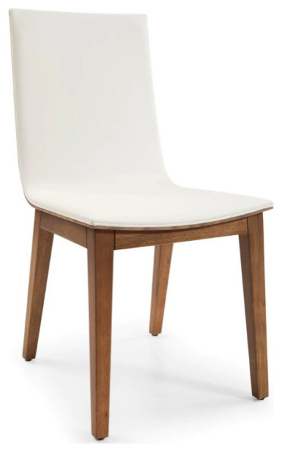 Eva Dining Chair, White Soft Polyurethane Cover With Light Walnut Frame ...