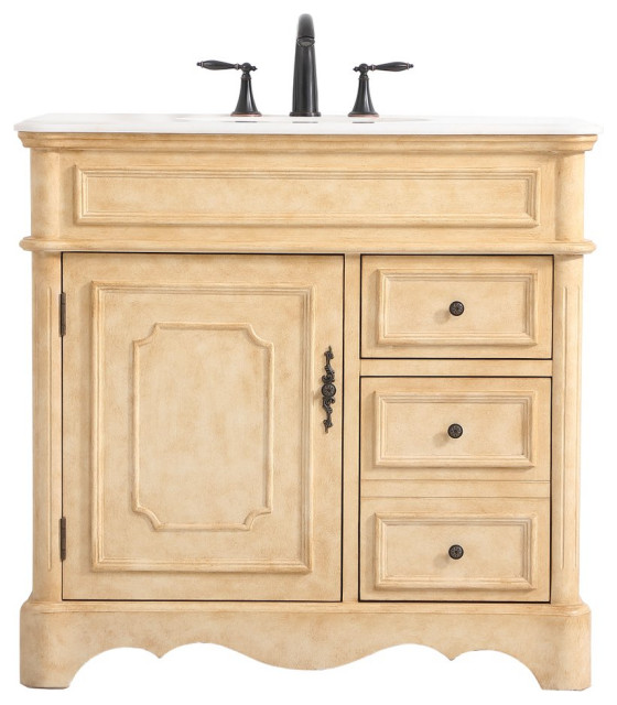 Elegant VF30436AB 36"Single Bathroom Vanity, Antique Beige ...