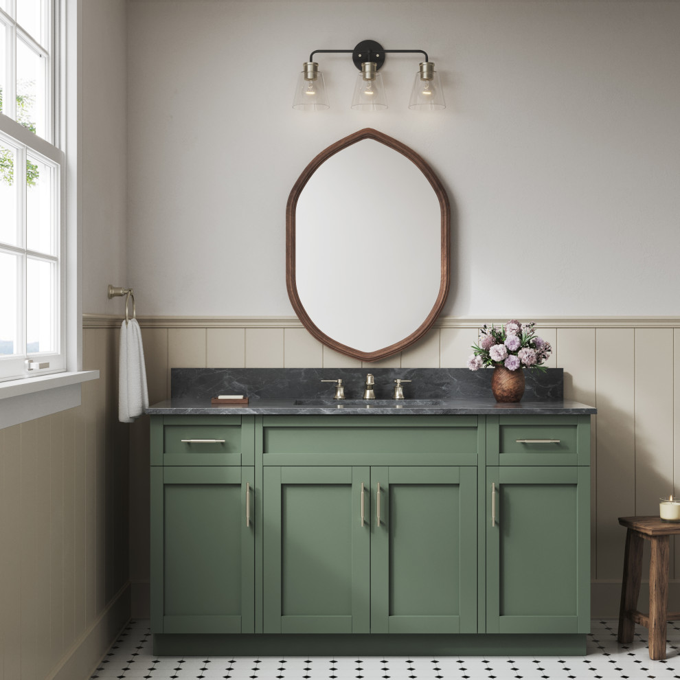 Cameron 3 Light 23" Matte Black Modern Gold Bathroom Vanity Light ...