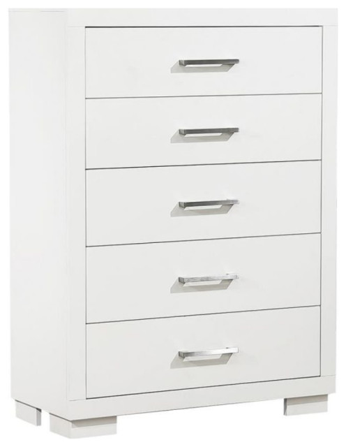 Contemporary Dresser, Tall Design With 5 Drawers & Bar Chrome Metal ... Contemporary Dresser, Tall Design With 5 Drawers & Bar Chrome Metal ...