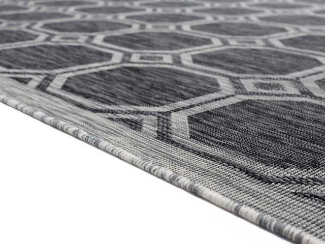 HomeRoots 63" x 90" Black Polypropylene Area Rug, 63" x 90" x 0.04 ...