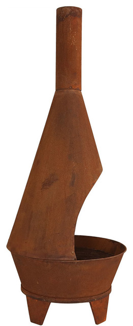 Sunnydaze Rustic Chiminea Outdoor Wood-Burning Fireplace Fire Pit - 6-Foot - Transitional ...