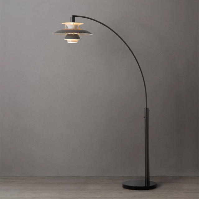 Palm Springs 1 Light Arc Floor Lamp, Gunmetal - Midcentury - Floor ...