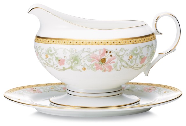 Noritake Blooming Splendor Gravy Boat and Stand - Contemporary - Gravy ...
