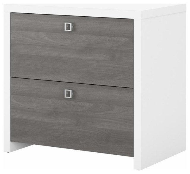 Pemberly Row 2-Drawer Engineered Wood Lateral File Cabinet in Gray/Pure ...