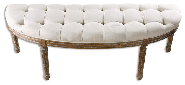 Leggett Tufted White Bench - French Country - Upholstered Benches - by ...