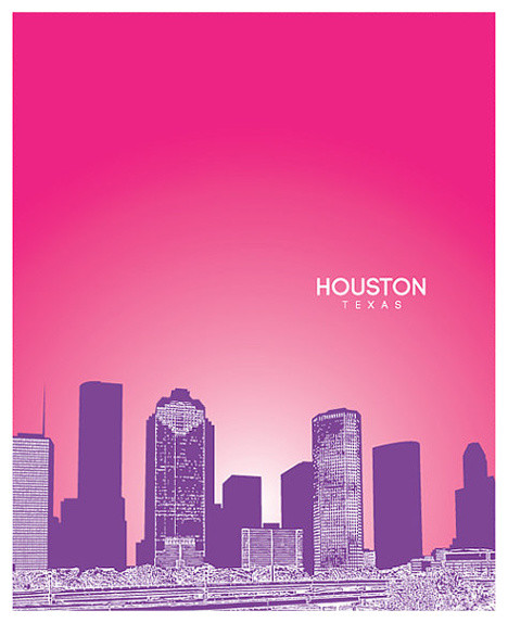 Houston, Texas Skyline Art Poster - Contemporary - Prints And Posters ...