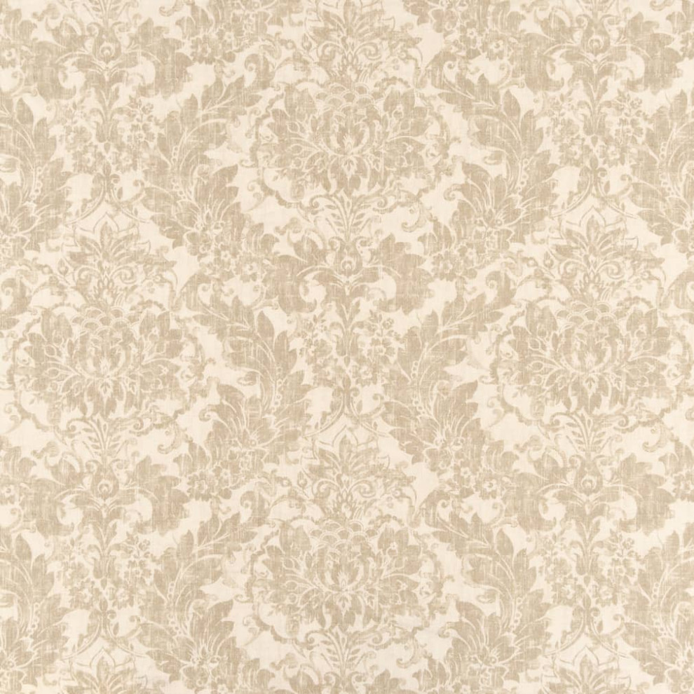 Natural Damask Linen Look Print Upholstery Fabric by the Yard, By The ...