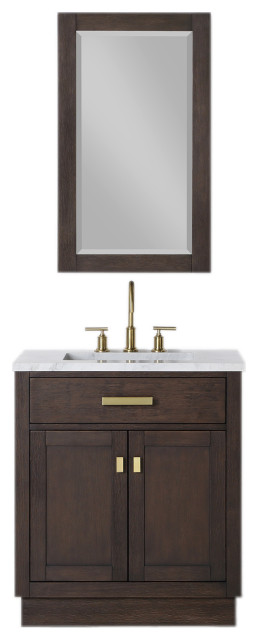 Chestnut 30" Single Sink Carrara White Marble Countertop Vanity ...