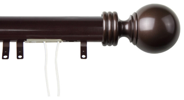 Archie Decorative Traverse Rod With Sliders 84"-156", Cocoa ...