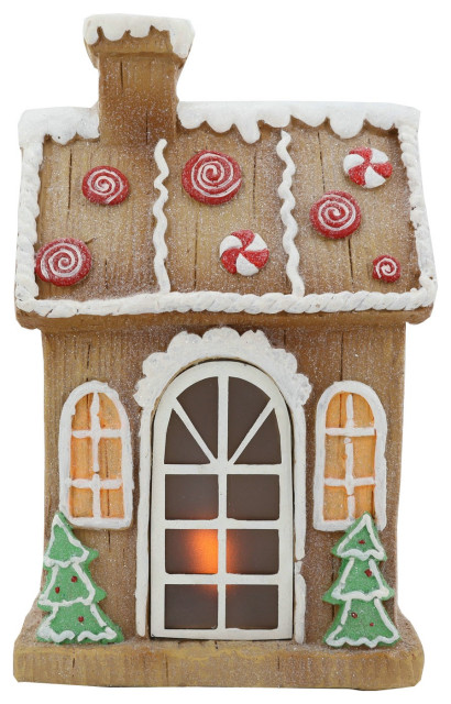 14" LED Lighted Peppermint Gingerbread House Christmas Decoration ...