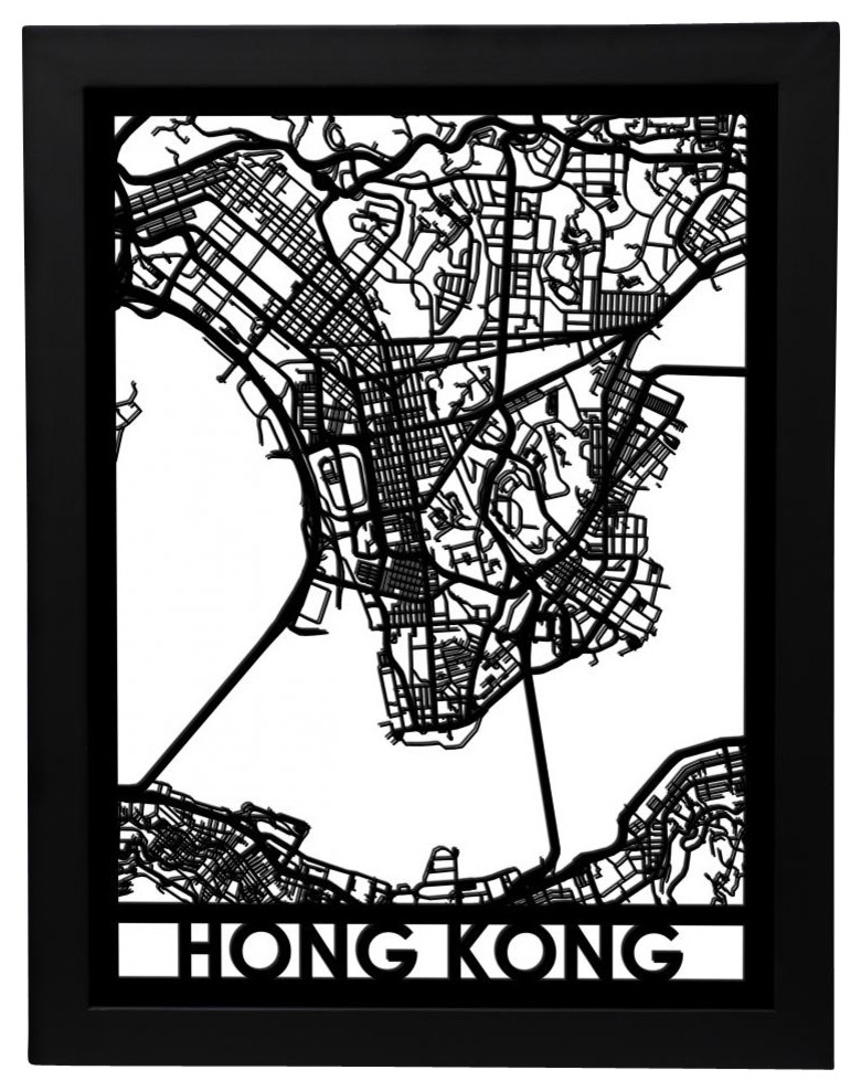 Hong Kong Street Map - Contemporary - Prints And Posters - by Cut Maps ...