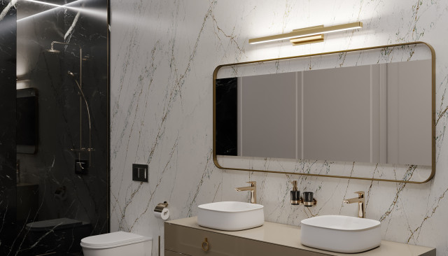 Brock LED Vanity - Satin Brass, 24" - Modern - Bathroom Vanity Lighting - by AFX, Inc. | Houzz