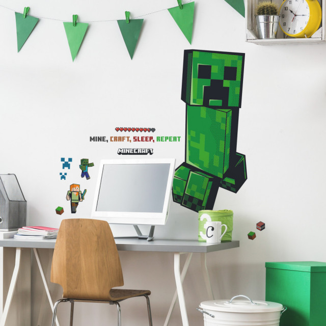 Minecraft Creeper Giant Peel & Stick Wall Decals - Contemporary - Kids ...